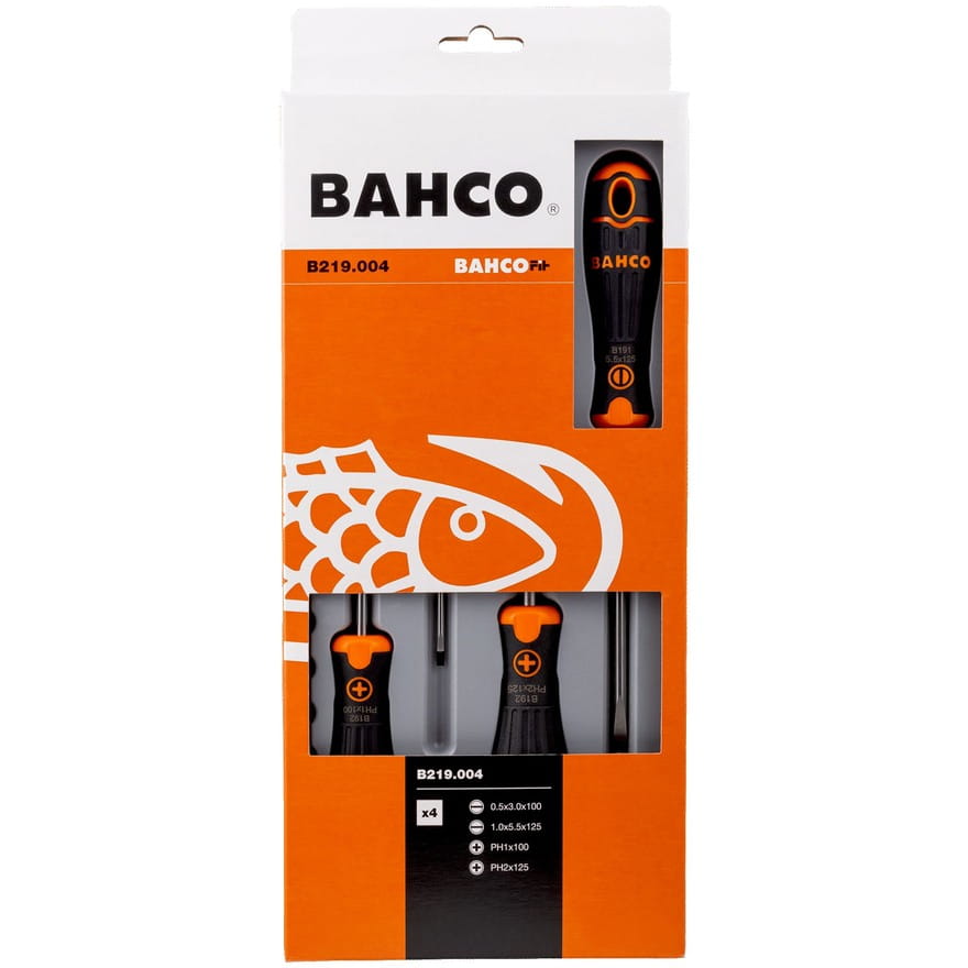 Bahco śrubokręty - zestaw wkrętaków BahcoFit Prostych i Phillips 4 szt ...
