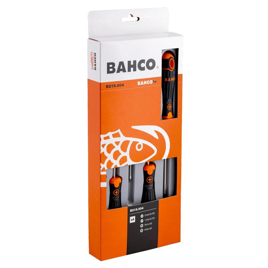 Bahco śrubokręty - zestaw wkrętaków BahcoFit Prostych i Phillips 4 szt ...